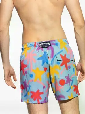 Palm Angels Spray-paint Swim Shorts - Blue