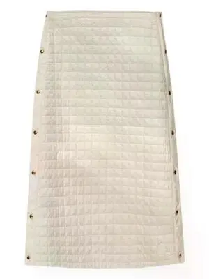 Moncler Quilted Midi Skirt With Button Fastening - Neutrals