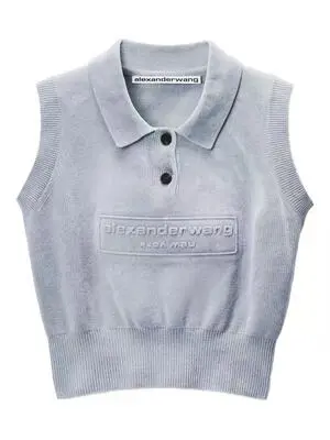 Alexander Wang Logo-embossed Polo Top - Grey