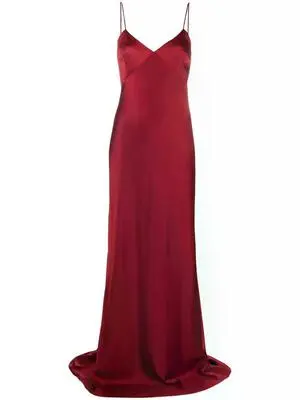 Max Mara V-neck Satin Gown