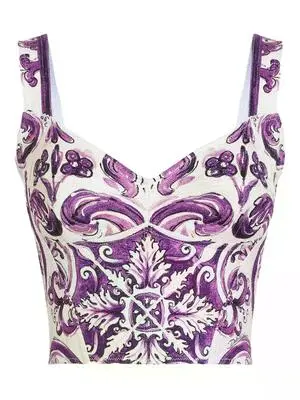 Dolce & Gabbana Majolica-print Corset Top - Purple