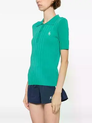 SPORTY & RICH Src Ribbed Polo Top