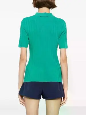 SPORTY & RICH Src Ribbed Polo Top