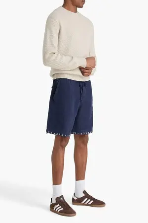 THE ELDER STATESMAN Embroidered Linen Shorts