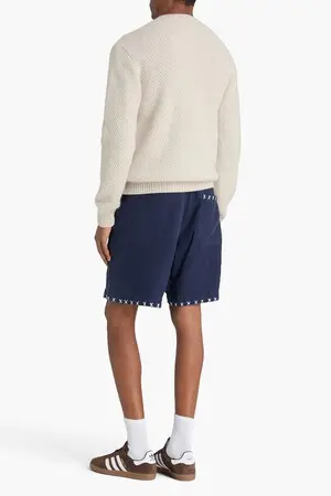 THE ELDER STATESMAN Embroidered Linen Shorts