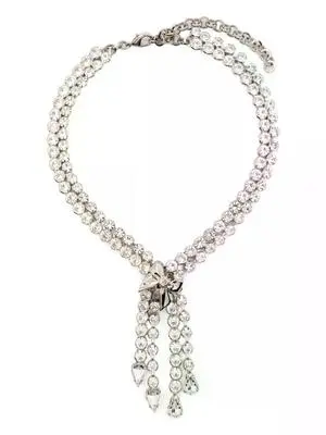 Alessandra Rich Crystal-embellished Fringed Necklace - Silver