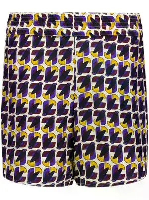 PAULA Printed Silk Shorts - Blue