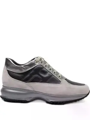 Hogan Interactive Allacciato Metallic-panel Suede Sneakers - Grey
