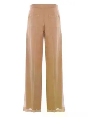Max Mara Camel Silk Organza Pleated Wide Leg Trousers