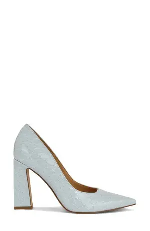 Nine West Pointed Toe Block Heel Pumps - Light Blue