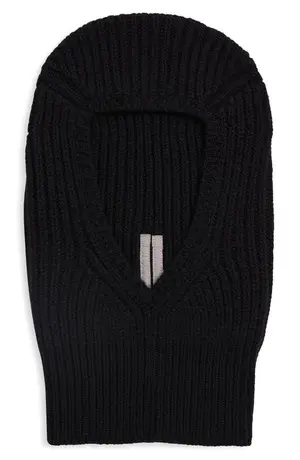 Rick Owens Sphinx Skull Rib Virgin Wool Balaclava - Black