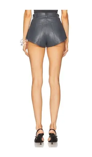 Lapointe Stretch Faux Leather Mini Shorts - Gray Blue