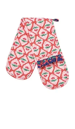 DAMSON MADDER Double Oven Mitt In Pink - Pink Cherry