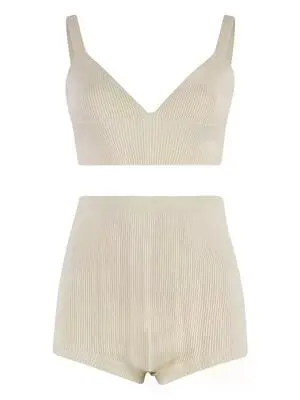 Red Valentino Ribbed Knit Underwear Set - Neutrals