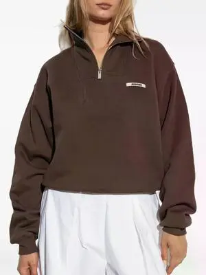 Jacquemus Half-zip Sweatshirt With Logo Patch - Brown