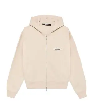 Jacquemus Le Hoodie Gros Grain Zipp - Neutrals