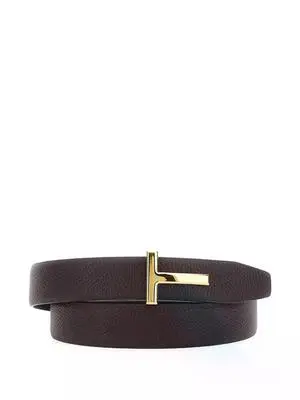 TOM FORD Grained Leather T-buckle Belt - Red