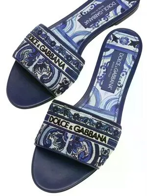 Dolce & Gabbana Embroidered Slides - Blue