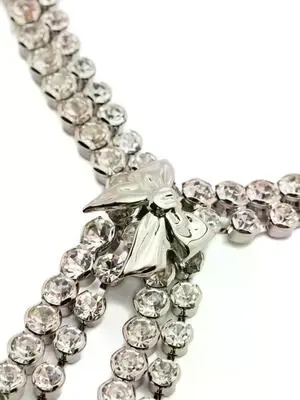 Alessandra Rich Crystal-embellished Fringed Necklace - Silver