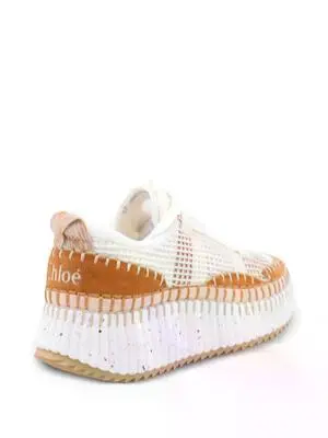 Chloé Nama Textured-sole Lace-up Sneakers - Neutrals