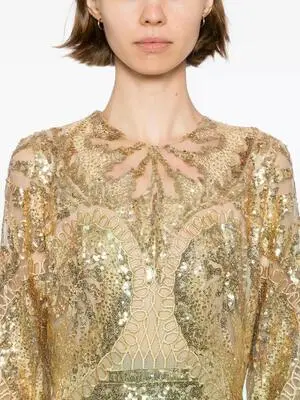Elie Saab Embroidered Tulle Long Dress