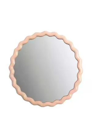 &K AMSTERDAM Zigzag Round Mirror - Neutrals