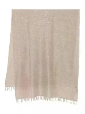 Fabiana Filippi Sequin-embellished Fringed Scarf - Neutrals