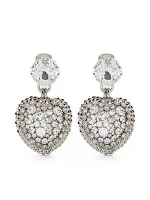 Alessandra Rich Crystal-embellished Heart-shape Earrings - Silver