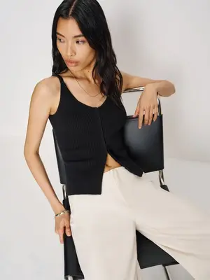 REFORMATION Eloise Cotton Sweater Tank Top - Black