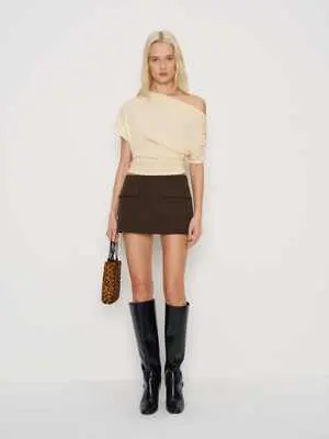 REFORMATION Calloway Low Rise Skort - Brown