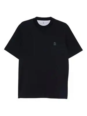 Brunello Cucinelli Logo-embroidered T-shirt - Blue