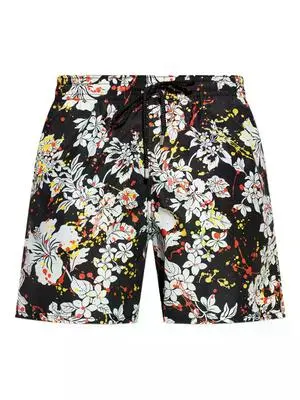 Palm Angels Floral-print Swim Shorts - Black