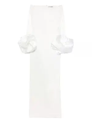 Solace London Talia Ruffle-cuff Maxi Dress - White