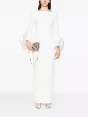 Solace London Talia Ruffle-cuff Maxi Dress - White