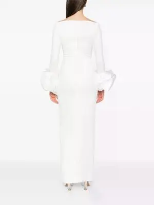Solace London Talia Ruffle-cuff Maxi Dress - White