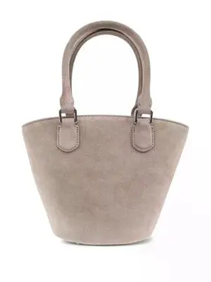 SELF-PORTRAIT Charm-detail Suede Bucket Bag - Grey