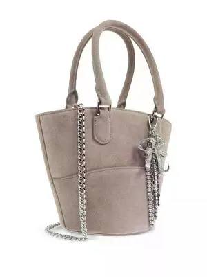 SELF-PORTRAIT Charm-detail Suede Bucket Bag - Grey