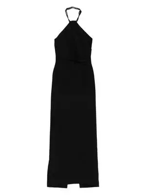 Solace London Riva Halterneck Draped Maxi Dress - Black