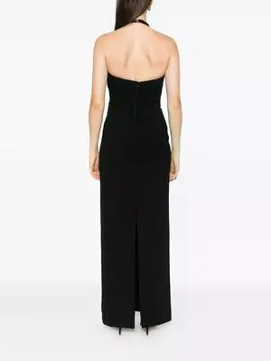 Solace London Riva Halterneck Draped Maxi Dress - Black
