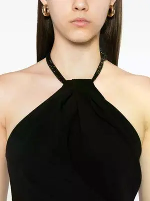 Solace London Riva Halterneck Draped Maxi Dress - Black
