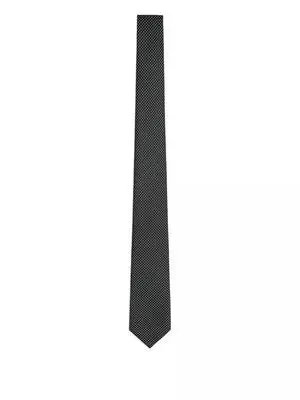 Giorgio Armani Silk Necktie With Micro-dot Pattern - Black