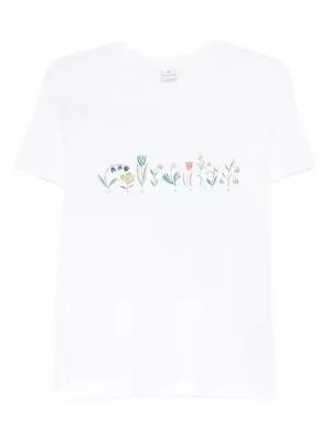 Paul Smith Floral-embroidered T-shirt - White