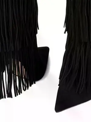 LE SILLA 120mm Andy Tiered-fringe Suede Boots - Black