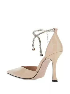 JIMMY CHOO 100mm Stevie Crystal-embellished Pumps - Neutrals