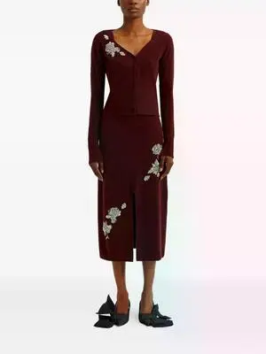 Erdem Embellished Midi Skirt - Red