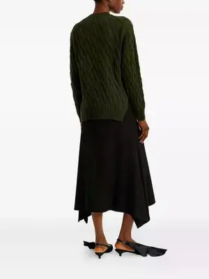 Erdem Cable-knit Floral-embroidered Sweater - Green