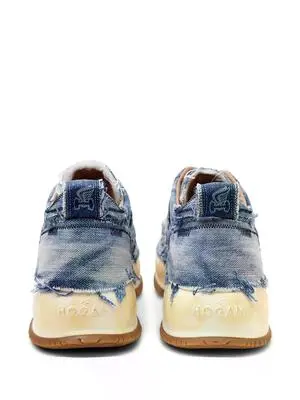 Hogan Frayed Denim Platform Sneakers - Blue