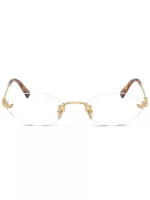 Miu Miu Logo-plaque Round-frame Glasses - 5ak1o1