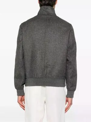 Brunello Cucinelli Check-pattern Zip-up Bomber Jacket - Grey