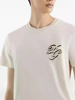 Dolce & Gabbana Logo-appliqué Crew-neck T-shirt - Neutrals